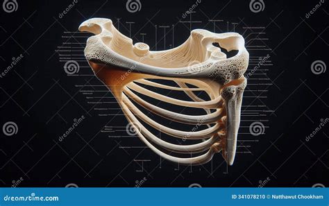 Anatomical Model Of Human Ribcage For Educational Purposes Stock