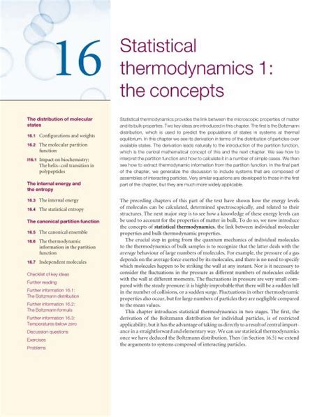 Statistical Thermodynamics 1 The Concepts Wh Freeman