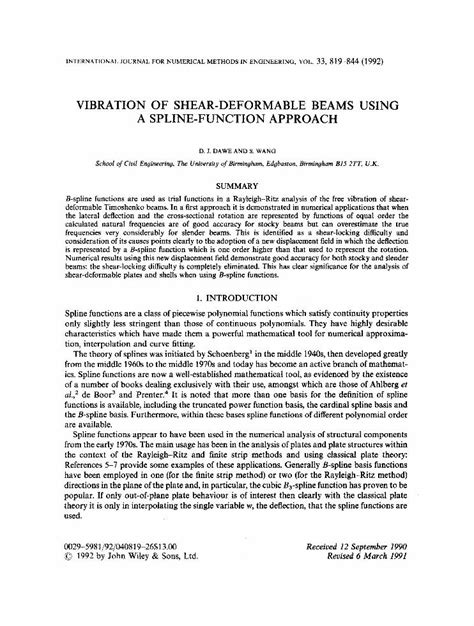 Pdf Vibration Of Shear Deformable Beams Using A Spline Function