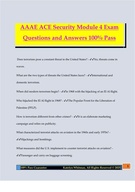 Aaae Ace Security Module 4 Exam Questions And Answers 100 Pass Ace
