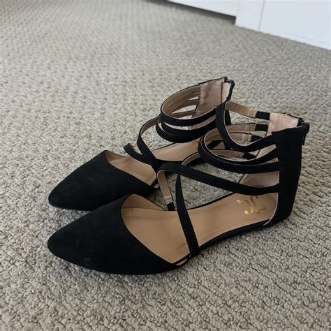 Size Womens 8 5 Black Strappy Flat Ballet Shoes Depop