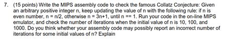 Solved 15 Points Write The Mips Assembly Code To Check The