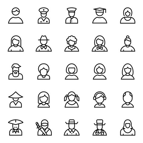 Outline Icons For Avatar Vector Art At Vecteezy