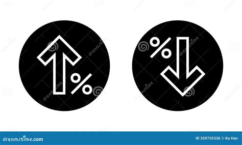 Percent Arrow Up And Down Outline Icon On Black Circle Percentage