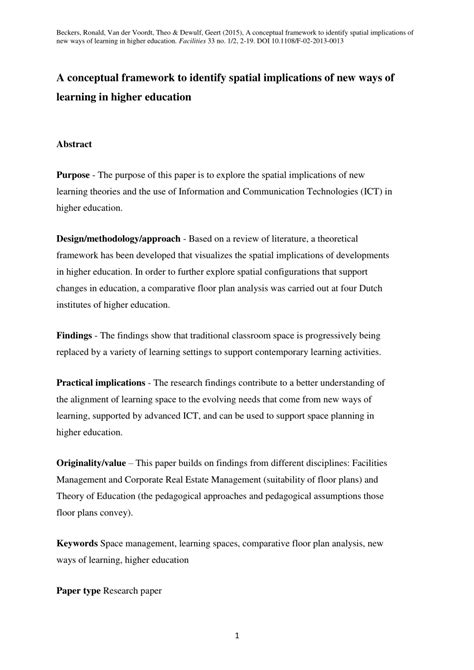 Pdf A Conceptual Framework To Identify Spatial Implications Of New
