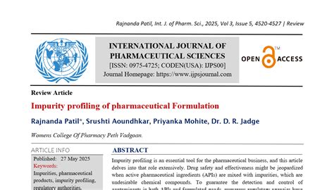 Impurity Profiling Of Pharmaceutical Formulation