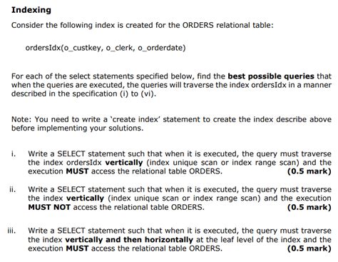 Solved Consider The Following Index Is Created For The Chegg