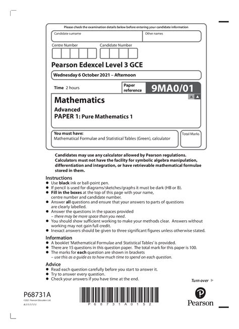 pearson edexcel gce question booklet mark scheme results november