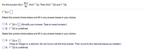 Solved For The Function F X Ln X X Find F X Then Chegg Com