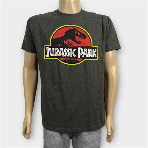 Jurassic Park Large Red Yellow Logo Gray Graphic Prin Gem