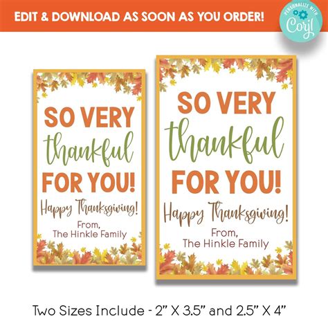 Editable So Very Thankful For You Thanksgiving Appreciation T Tags