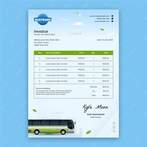 Free Vector Invoice Template For Transport And Conveyance