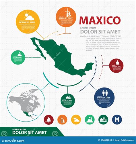 Maxico Map And Flag Highly Detailed Vector Infographic Illustration