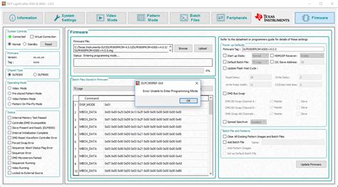 Dlplcr6500evm 6500evm Is Not Detecting Firmware Version Tag And Status Dlp Products Forum
