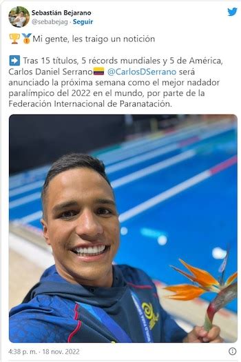 Carlos Daniel Serrano Recibirá Reconocimiento Como Mejor Nadador Paralímpico Del Mundo Infobae