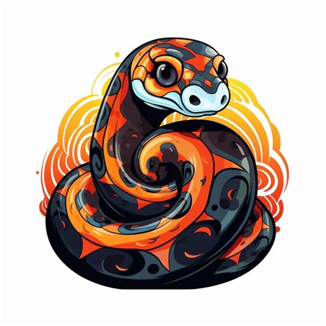 Bola De Fuego Python Arte Lindo Dibujado A Mano Libro De Colorear Lindo Arte De Línea Kawaii