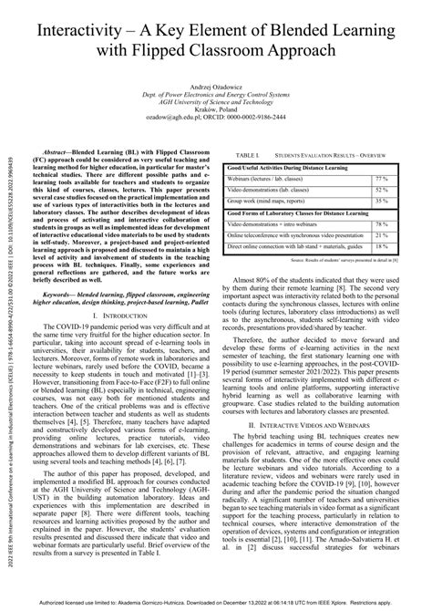 Pdf Interactivity — A Key Element Of Blended Learning With Flipped Classroom Approach