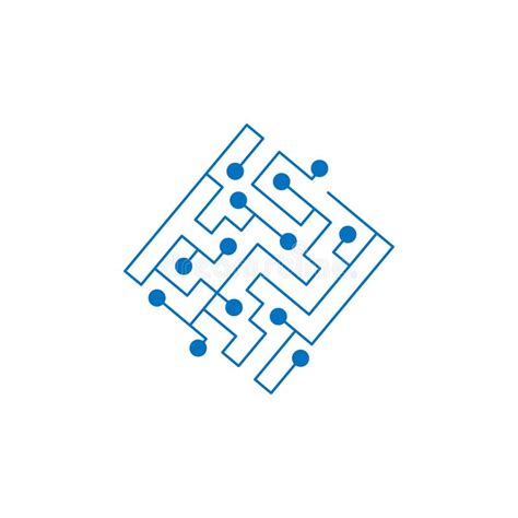 Circuit Board Chip Icon Abstract Square Shape It Maze Technology Symbol Computer Software