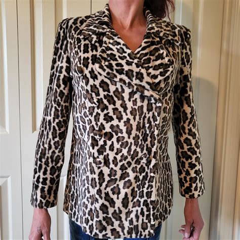 La Belle Cheetah Print Pea Coat Vintage Made In Depop