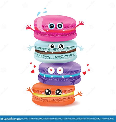 Cute Macaroon Doodles Vector Food Illustration Stock Vector Illustration Of French Yellow