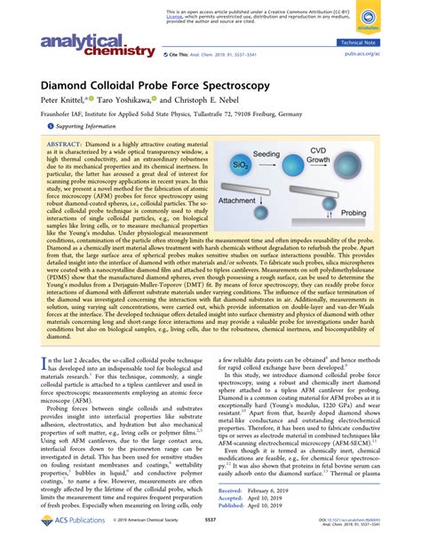 Pdf Diamond Colloidal Probe Force Spectroscopy