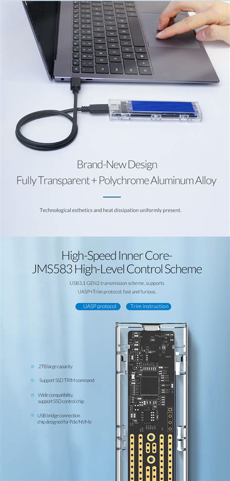 Buy Orico Usb Type C Gen M Enclosure Transparent Blue Orico Tcm C Bl Pc Case Gear