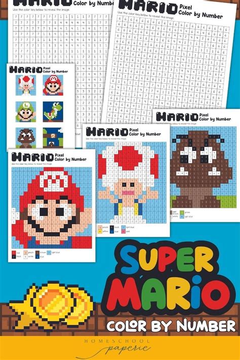 Mario Themed Color By Number Printable Number Recognition Pixel Art