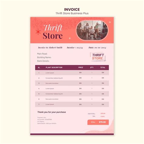 Premium Psd Flat Design Thrift Store Invoice Template