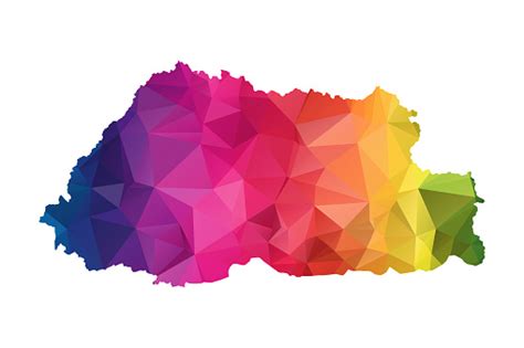 Abstract Polygon Map Vector Illustration Low Poly Color Rainbow Bhutan Map Of Isolated Stock