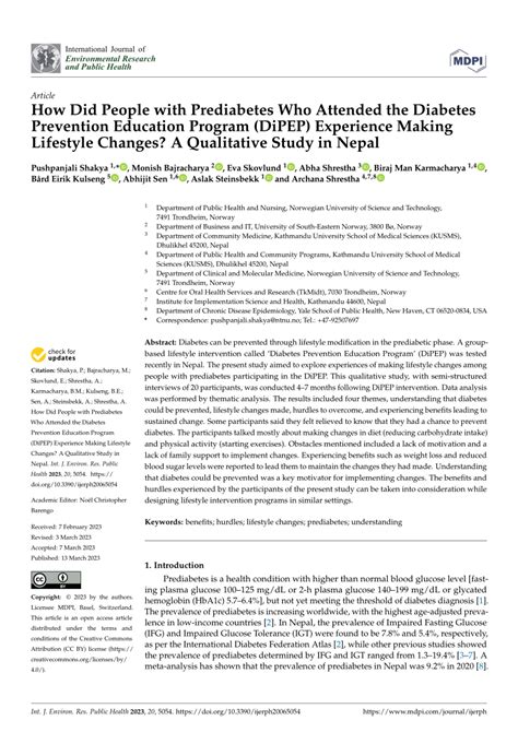 Pdf How Did People With Prediabetes Who Attended The Diabetes Prevention Education Program