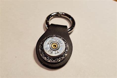 Handmade Leather Keychains Sportsmens Bullet Casing Shotgun Shell