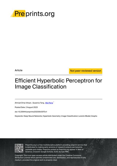 Pdf Efficient Hyperbolic Perceptron For Image Classification