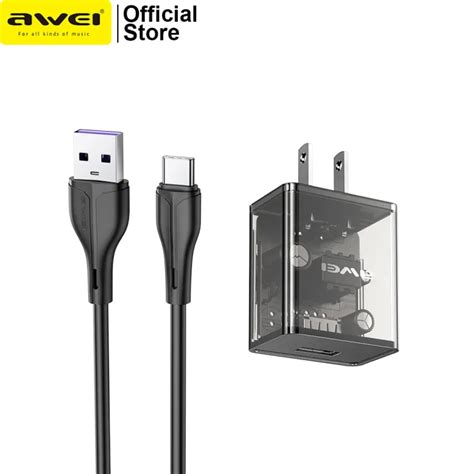 Awei C T Fast Charging Transparent Adapter With Type C Cable Top Tech Zone