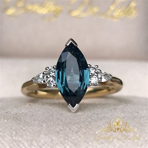 Marquise Cut Blue Sapphire Diamond Ring Bentley De Lisle