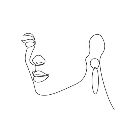 Femme Dessin Linéaire Illustration Dune Seule Ligne Vecteur Premium