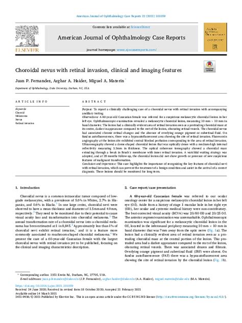 Pdf Choroidal Nevus With Retinal Invasion Clinical And Imaging Features