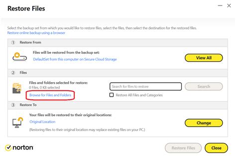 Downloading Folders From Back Up Sets Norton 360 For Windows Norton Community