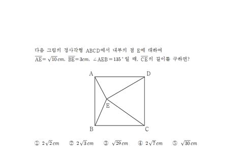 정사각형 내부의 한 점이 주어졌을 때 길이 구하기 문제