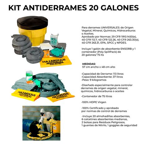 Kit Antiderrames 20 Galones Universal