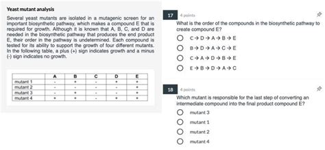 Solved Yeast Mutant Analysis Several Yeast Mutants Are