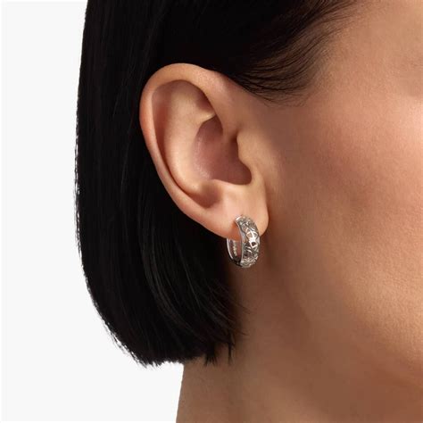 Designed Hoop Earrings In Sterling Silver