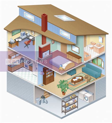 House Cross Section Diagram Cross Section View Of A House Labeled With