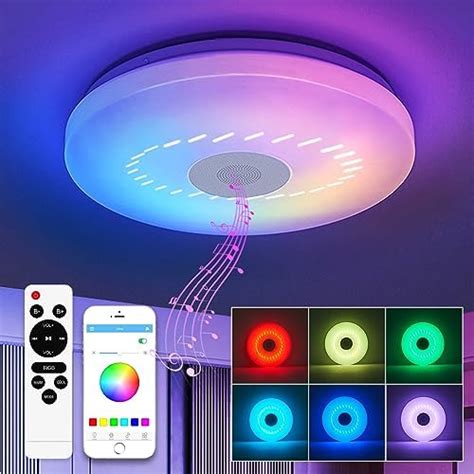 Plafonnier Led 36w Dimmable Haut Parleur Bluetooth Lumière Avec