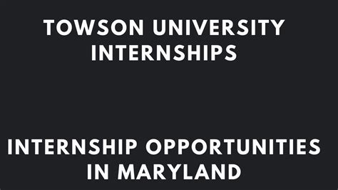 Towson University Internships 2025 Internship Sphere
