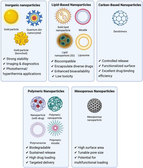A Schematic Representation Of Various Nanoparticle Types And Their Download Scientific Diagram
