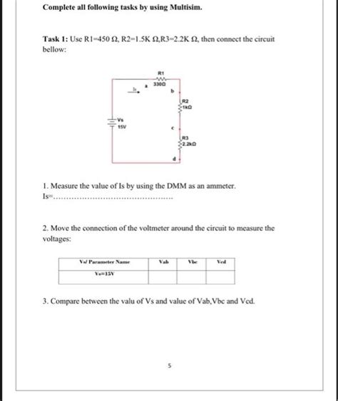 Solved Complete all following tasks by using Multisim. Task | Chegg.com