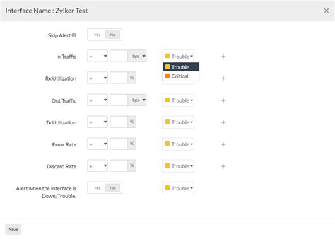 threshold configuration for network attributes online help site24x7