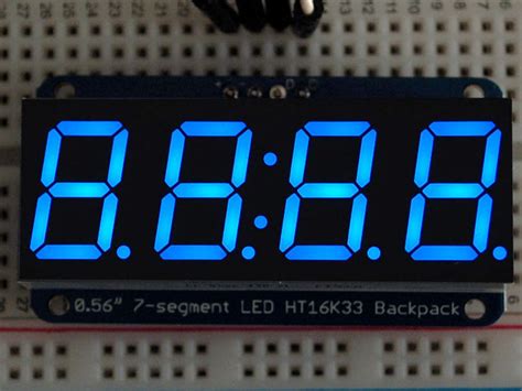 Adafruit 056 4 Digit 7 Segment Display Wi2c Backpack Blue