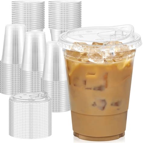Dealusy 100 Pack 16 Oz Clear Plastic Cups With Lids Sturdy And Food