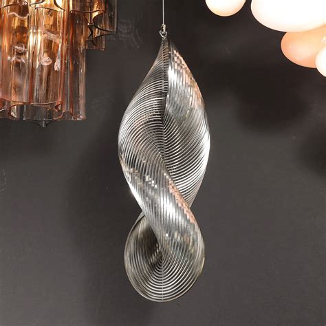 Mid Century Spiral Stainless Steel Hanging Sculpture 1100 Signed Erwin